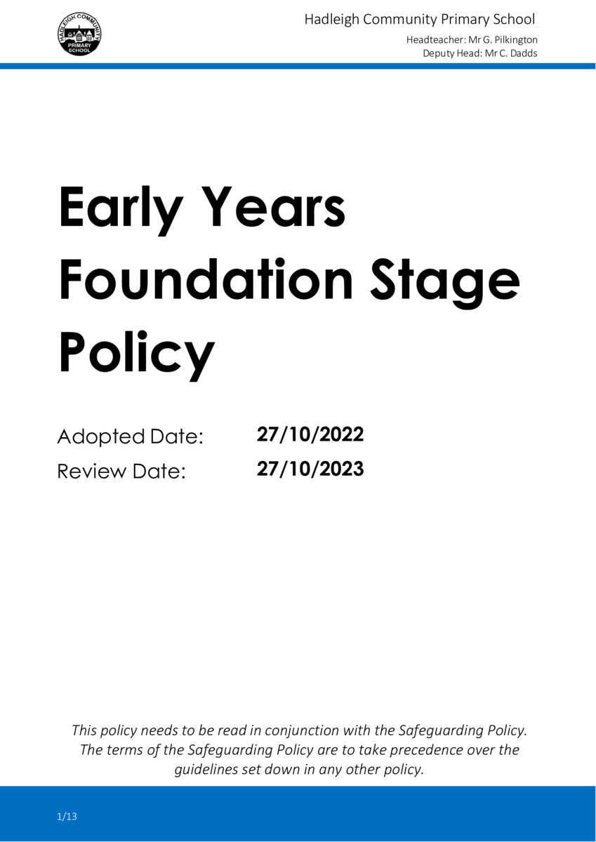 Early Years (EYFS) - Hadleigh Community Primary School